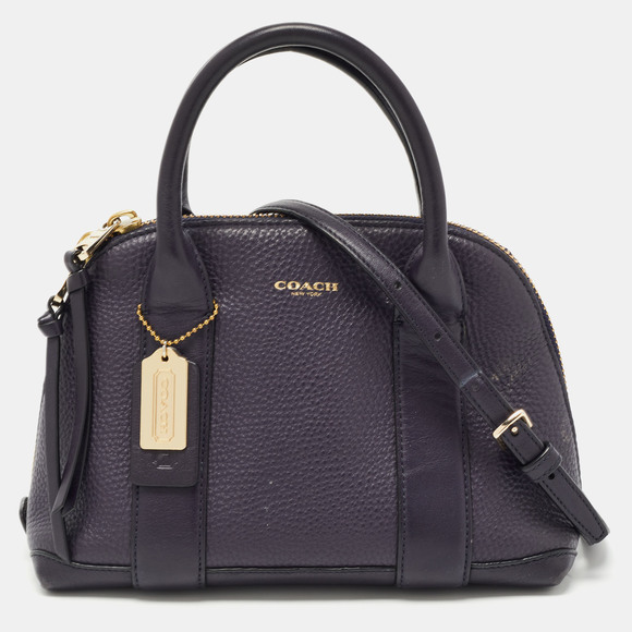 Coach | Bags | Coach Purple Pebbled Leather Mini Preston Satchel | Poshmark